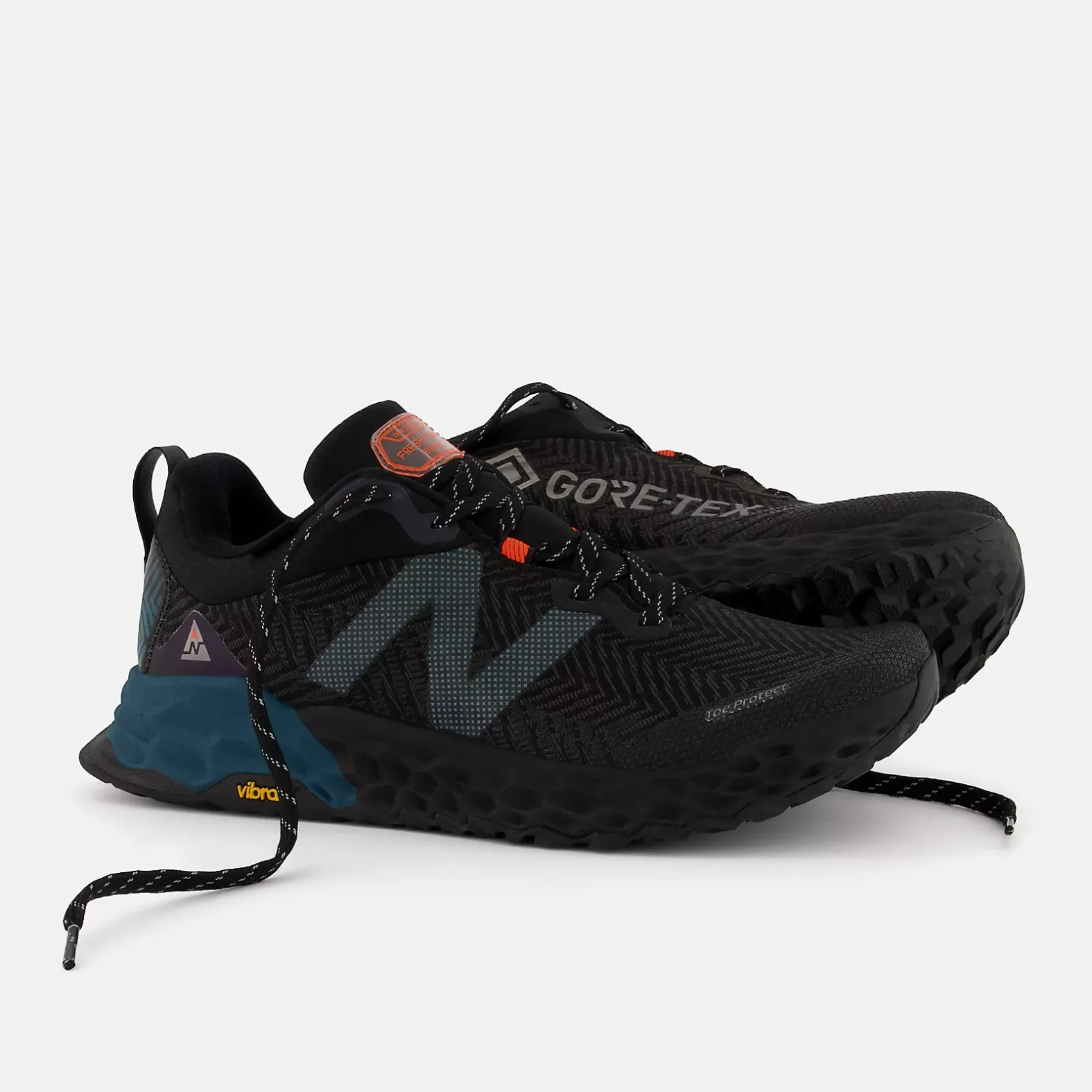 Mens New Balance Fresh Foam X Hierro v6 gtx Black Mountain Teal Goodmiles Running Company